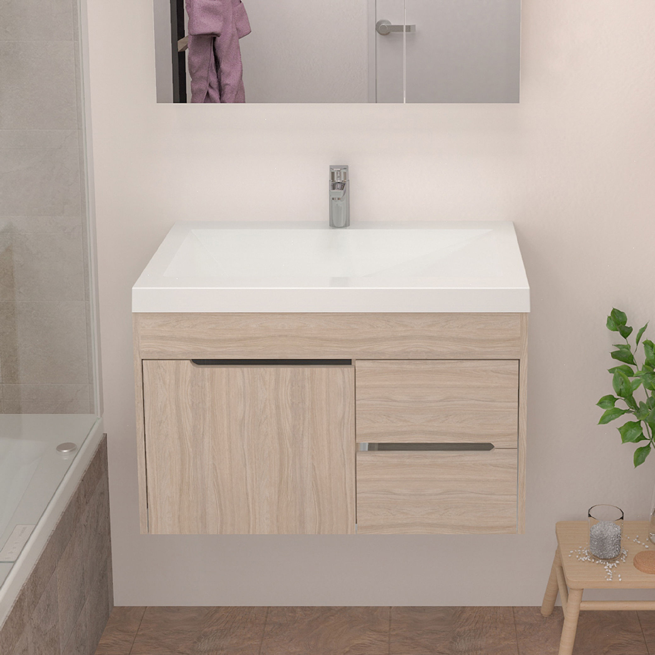 Mueble de Baño Elevado Tiziano Soder con Lavamanos Bari Blanco 79X48 ...